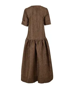 GANNI Plaid Short-sleeved Dress
