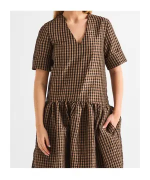 GANNI Plaid Short-sleeved Dress