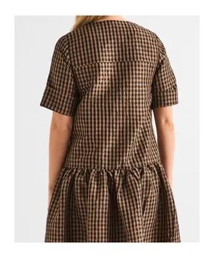 GANNI Plaid Short-sleeved Dress