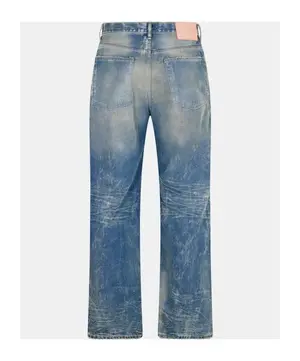 Acne Studios Wide Leg Jeans With Logo Patch