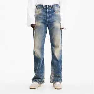Acne Studios Wide Leg Jeans With Logo Patch