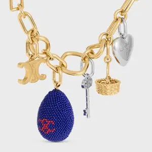 Celine Beaded Egg Pendant Charm With Gold Finish