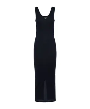 Prada Ribbed Knit Cotton Dress - Blue