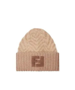 Fendi 3d Ff Turn-up Hem Beanie - Brown