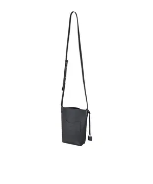 Loro Piana Adjustable Leather Cross-body Mobile Phone Bag - Black/agate