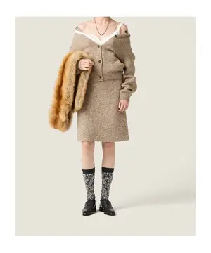 Miu Miu Wool Knit Skirt - Rope Ash
