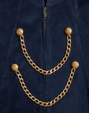 Valentino Garavani Suede Fringed Cape With Gold Tone Chain Detailing