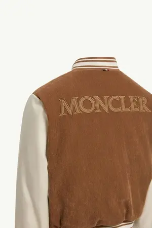 Moncler Corduroy Bomber Jacket With Contrasting Sleeves