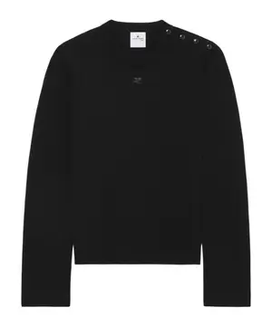 COURREGES Logo-appliqué Cotton Sweatshirt - Black