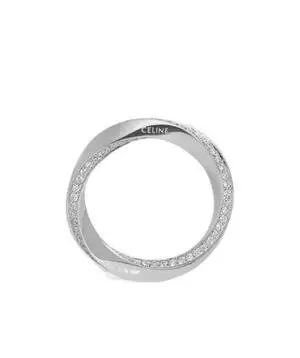 Celine Torsion Ring In White Gold And Diamonds - Gray