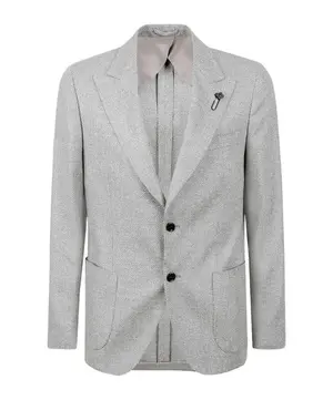 LARDINI Herringbone Single-breasted Blazer - Grey