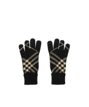 Burberry Checked Ribbed-knit Gloves - Black