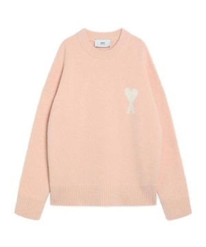 AMI Paris De Coeur Crewneck Knitted Jumper - Pink