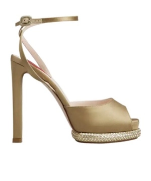 ROGER VIVIER Viv' Choc Platform Sandals In Satin - Brown