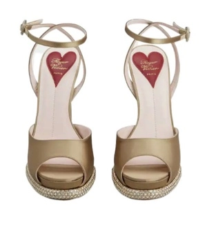 ROGER VIVIER Viv' Choc Platform Sandals In Satin - Brown