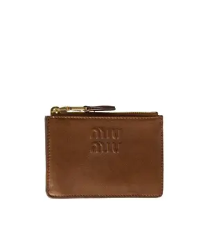 Miu Miu Nappa Leather Card Holder - Oak