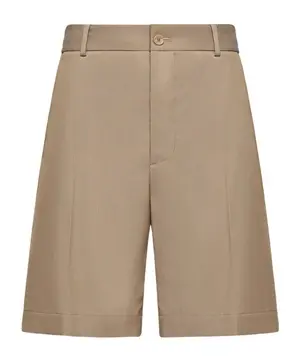 Moncler Wool Blend Gabardine Bermuda Shorts - Nude