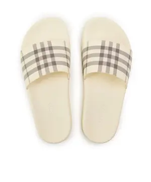 Burberry Checked Flat Slides - Pink