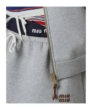 Miu Miu Embroidered Logo Drawstring Mini Skirt
