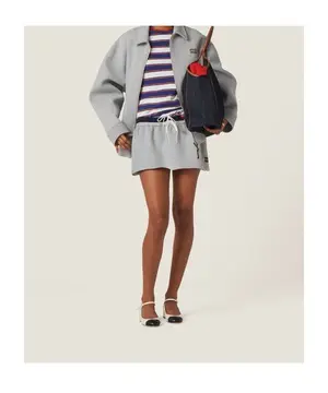 Miu Miu Embroidered Logo Drawstring Mini Skirt
