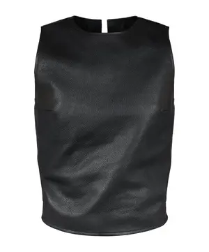TOD'S Leather Crewneck Top With Side Pleats