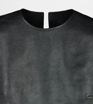 TOD'S Leather Crewneck Top With Side Pleats