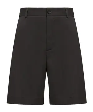 Moncler Wool Blend Gabardine Bermuda Shorts - Black