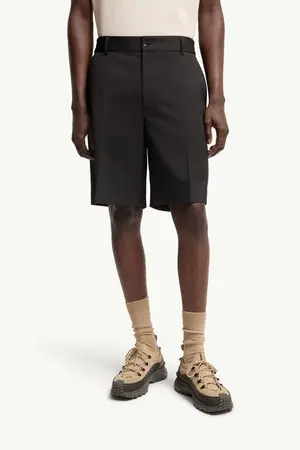 Moncler Wool Blend Gabardine Bermuda Shorts