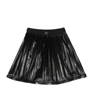 TWINSET Logo Plaque Pleated Skirt - Black