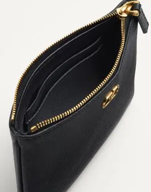 Valentino Garavani Vlogo Signature Grainy Calfskin Clutch Bag - Black