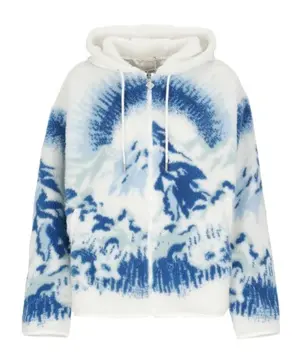 Casablanca Hooded Fleece Zip-up Jacket - Blue