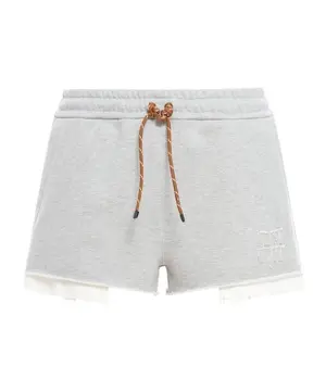 Miu Miu Drawstring Bermuda Shorts With Logo Detail - Grey