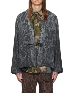 UMA WANG Pattern Jacket With Tie Detail - Black