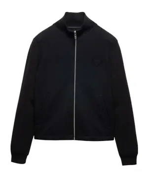 Prada Wool And Cashmere Zipper Cardigan - Black