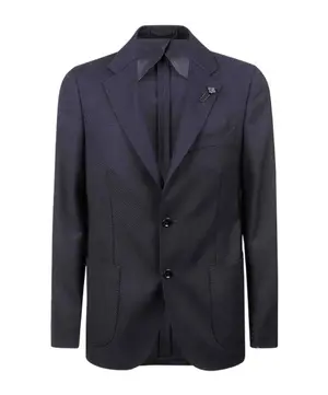 LARDINI Textured Two-button Blazer - Blue