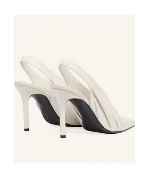 COURREGES Draped Faux Leather Slingbacks - White