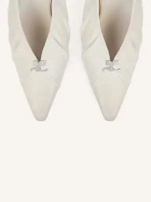COURREGES Draped Faux Leather Slingbacks - White