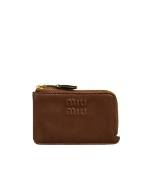 Miu Miu Nappa Leather Envelope Card Holder - Oak