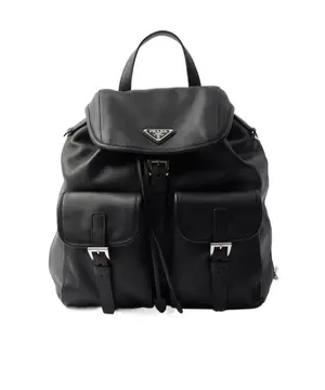 Prada Medium Leather Backpack - Black