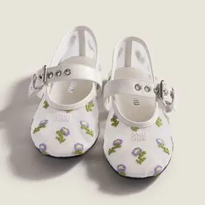Miu Miu Embroidered Mesh Ballerinas