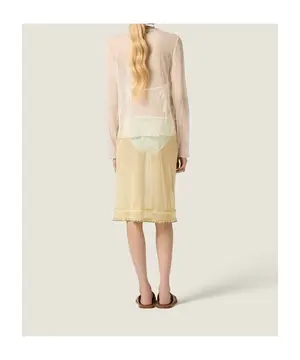 Miu Miu Embroidered Tulle Top - Nude
