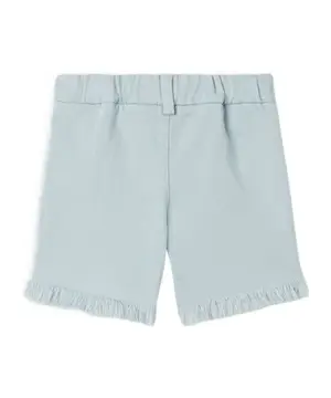 Fendi Cotton Denim Baby Bermuda Shorts With Ff Embroidery