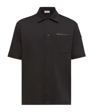 Moncler Leather Logo Cotton Short Sleeve Shirt