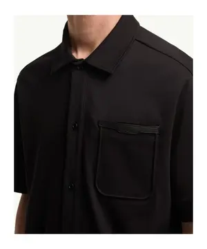 Moncler Leather Logo Cotton Short Sleeve Shirt