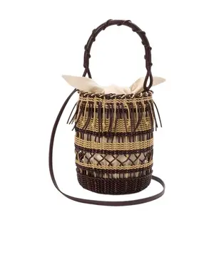 Loewe Bucket In Cord And Leather - Brown