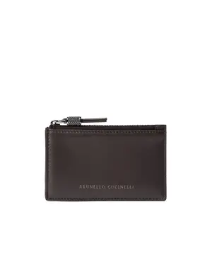 Brunello Cucinelli Zip Card Holder Wallet - Rust-brown