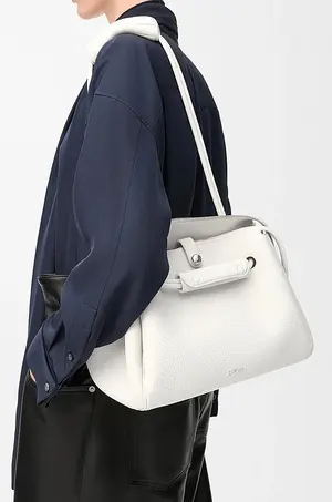 Loewe Medium Madrid Bag In Supple Grained Calfskin - White