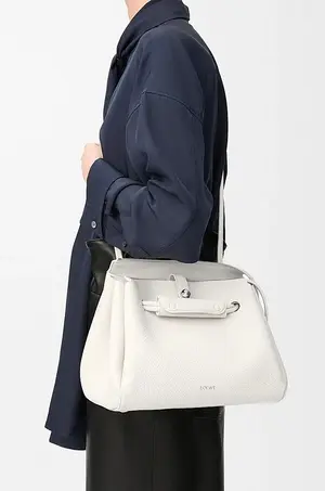 Loewe Medium Madrid Bag In Supple Grained Calfskin - White