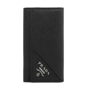 Prada Saffiano Leather Keychain - Black