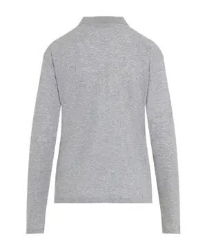 Miu Miu Long-sleeved Jersey Polo Shirt - Grey